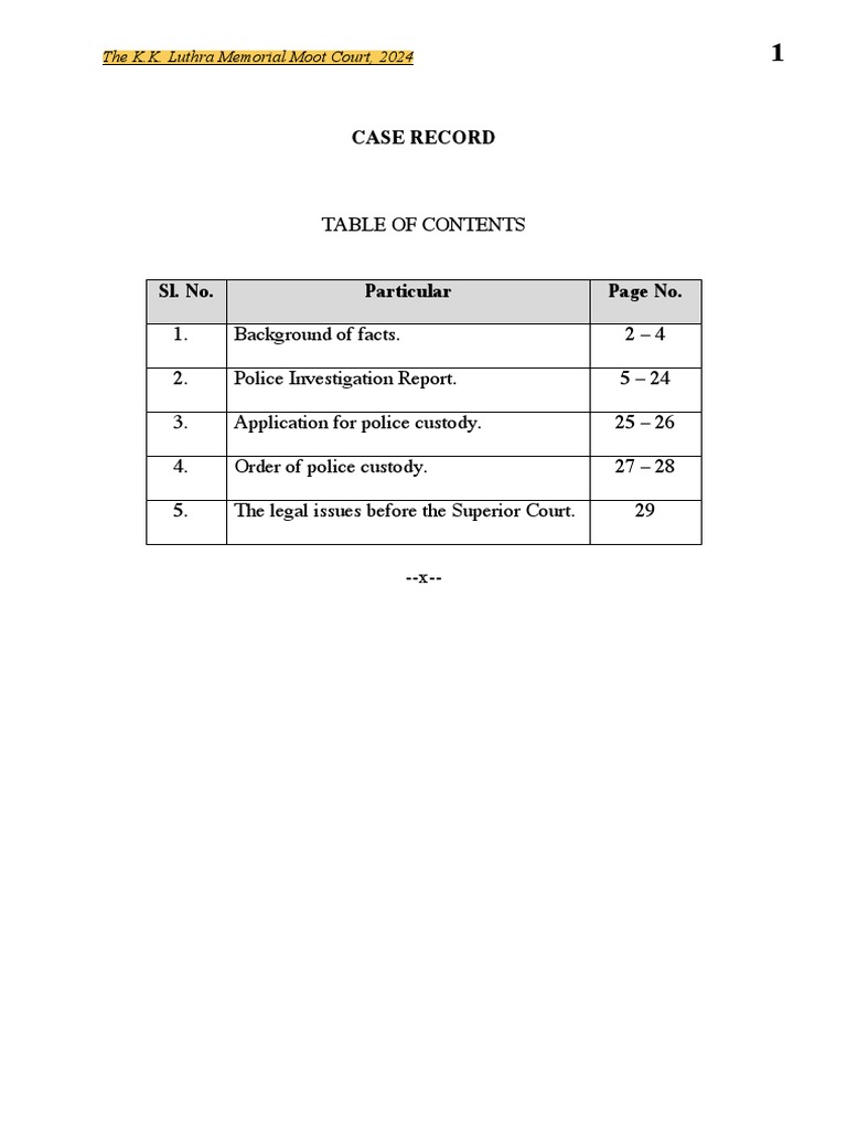 K.K. Luthra Moot Court 2024 Case | PDF