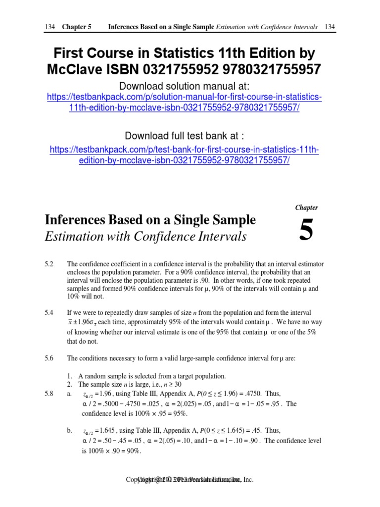 First Course in Statistics 11th Edition McClave Solutions Manual ...