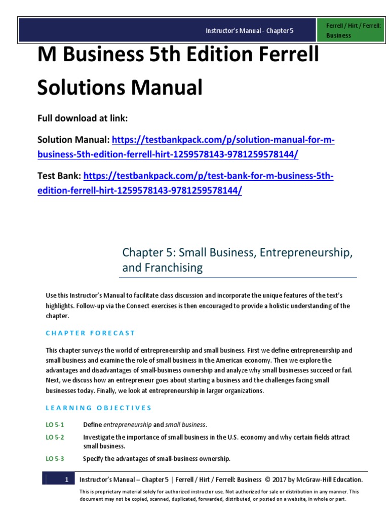 M Business 5th Edition Ferrell Solutions Manual 1 | PDF | Franchising ...