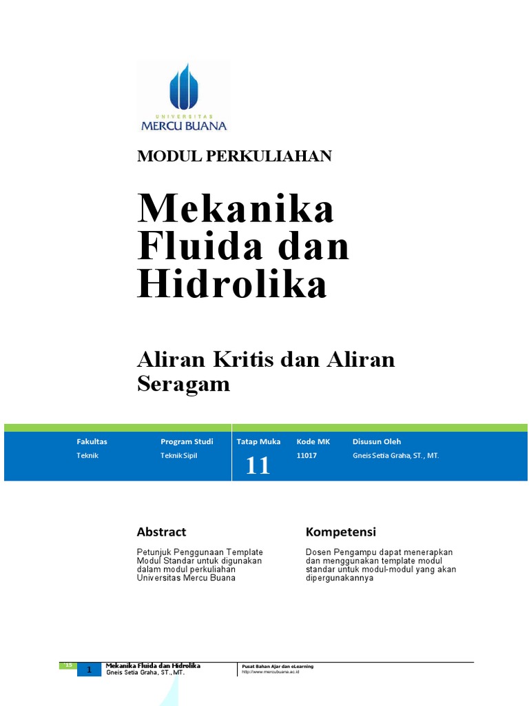 MEKANIKA FLUIDA - Modul Ke-11 | PDF