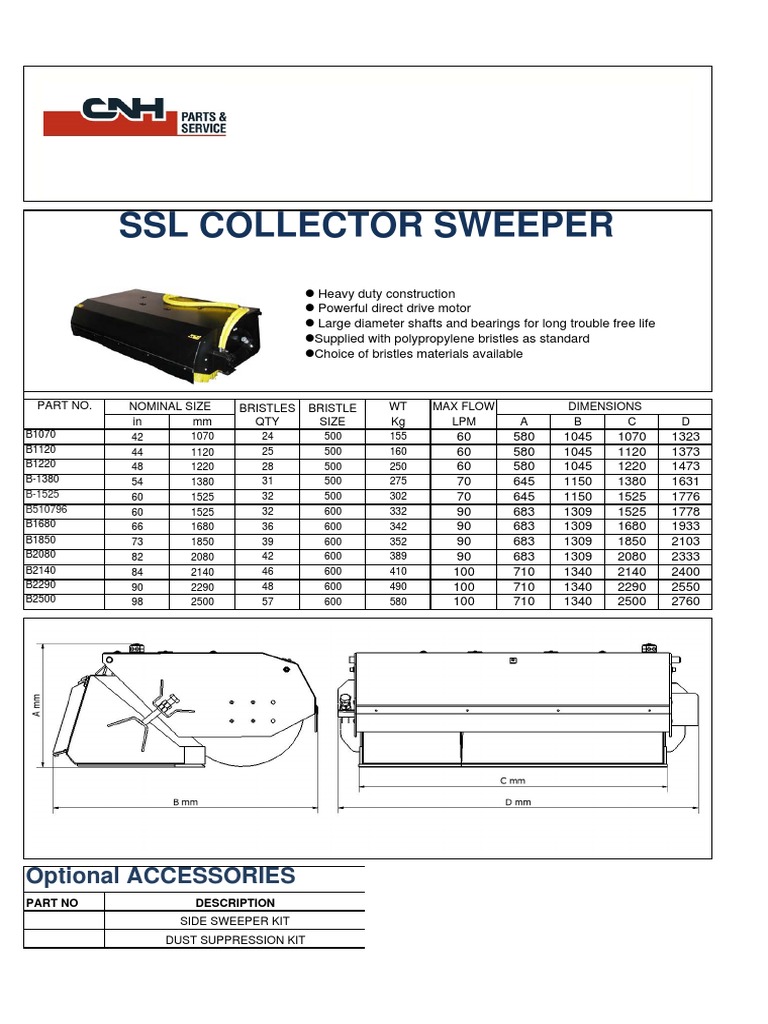 Case Hopper Broom Specifications Sheet | PDF