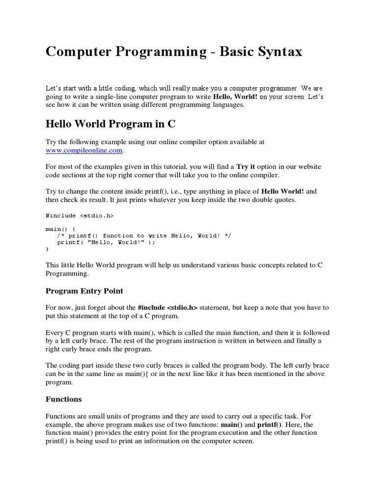 Computer Programming-Basic Syntax | PDF Computer Programming-Basic Syntax | PDF