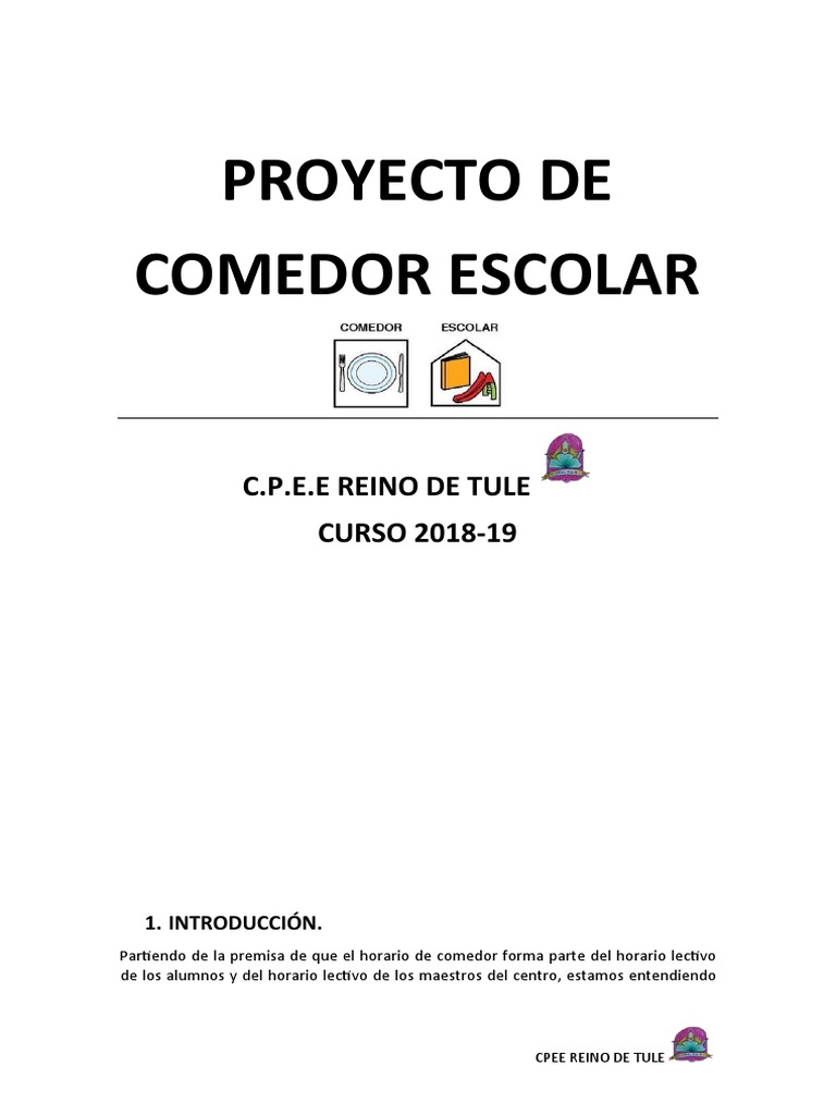 Proyecto de Comedor | PDF | Dieta | Alimentos