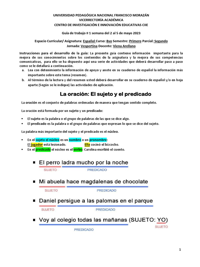 El Sujeto y El Predicado | PDF | Predicado (Gramática) | Asunto (gramática)