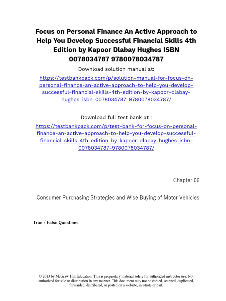 Focus On Personal Finance An Active Approach To Help You Develop ...