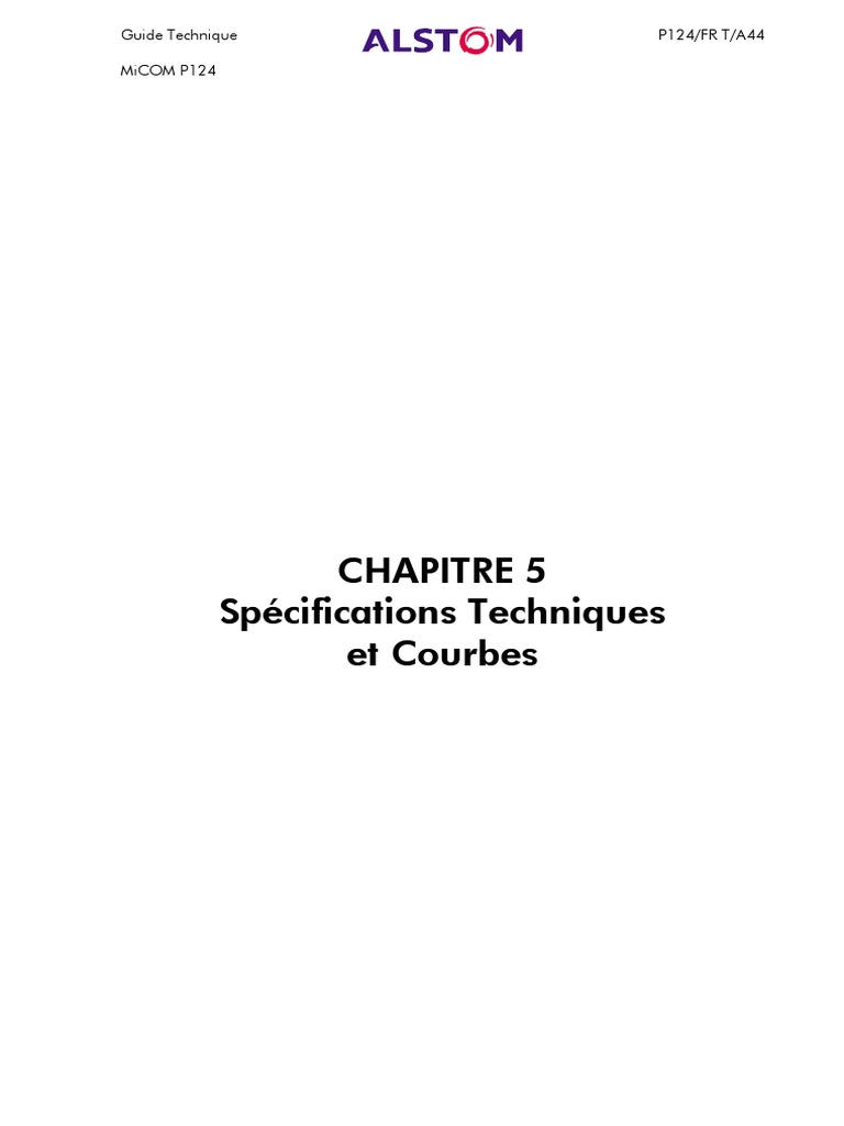 Chapitre 5 Spécifications Techniques Et Courbes: Guide Technique P124/Fr T/A44 Micom P124 | PDF