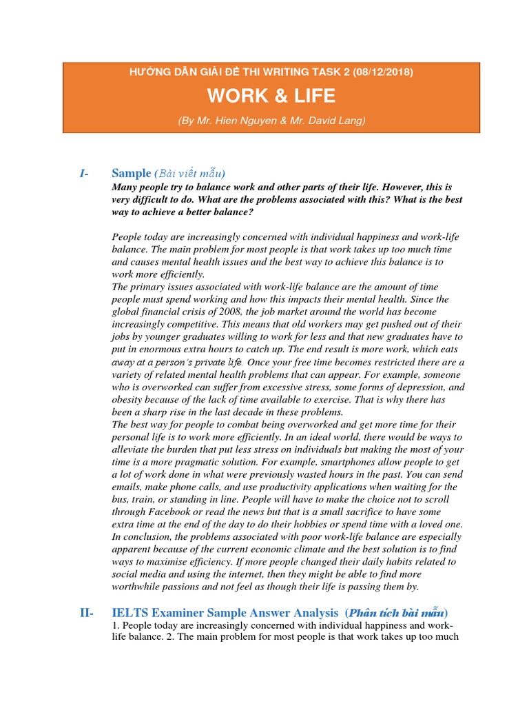 Writing Task 2 - Work and Life | PDF | Mental Health | Stress (Biology)