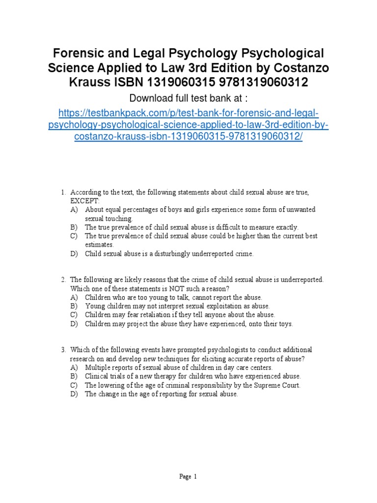 Forensic and Legal Psychology Psychological Science Applied To Law 3rd ...