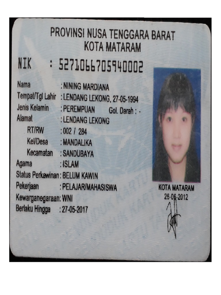 Data KTP Ibu Nining Mardiana | PDF
