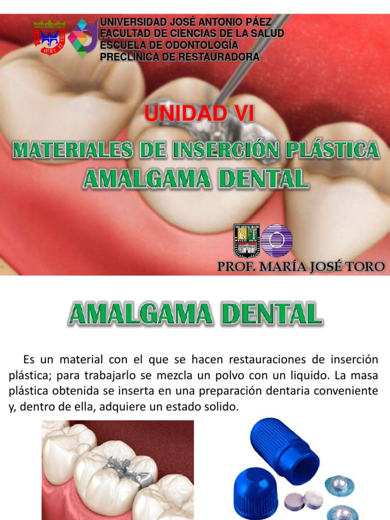 Unidad Vi. Amalgama Dental. Od Ma Jose Toro | PDF | Mercurio (Elemento ...