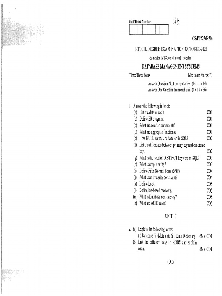 DBMS_Model Papers | PDF