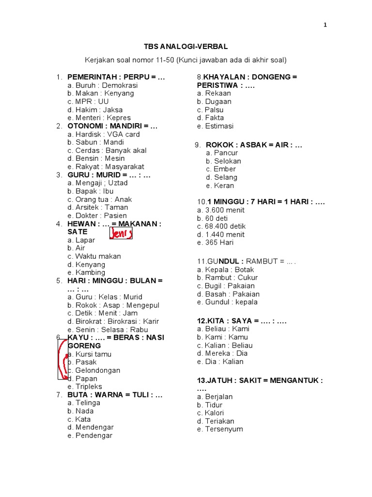 TBS Analogi | PDF | Sains & Matematika