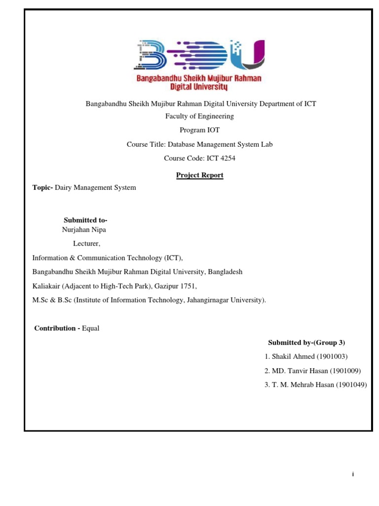 Dairy Management System Project Report | PDF