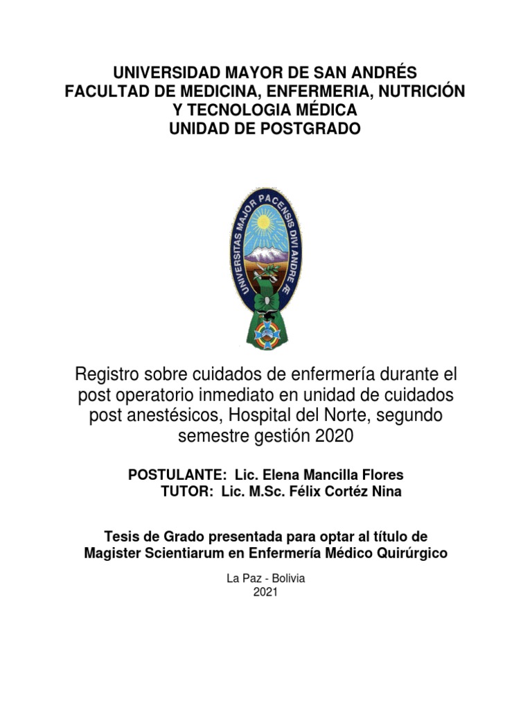 Registro Sobre Cuidados POST OPERATORIO | PDF