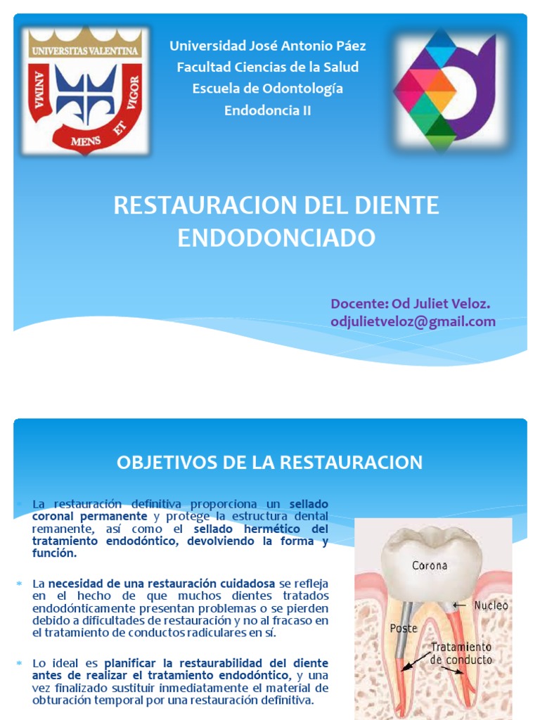 Restauración de Dientes Endodonciados | PDF | Diente | Odontología