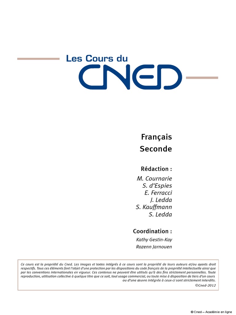 Ebook Cours CNED Seconde - Francais | PDF