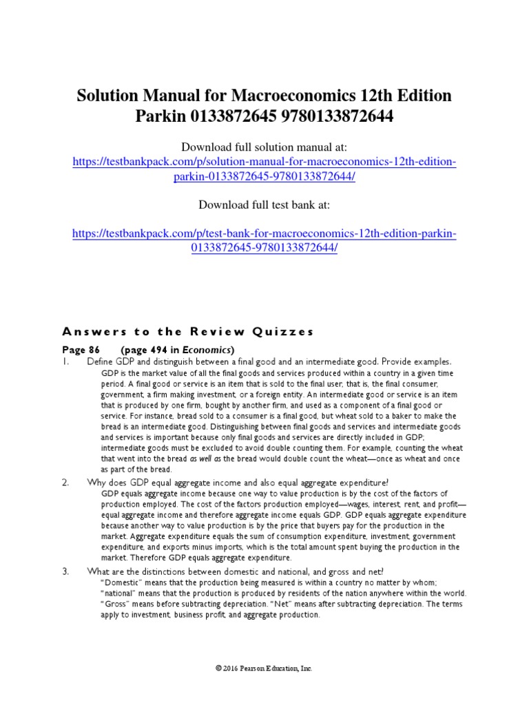 Macroeconomics 12th Edition Michael Parkin Solutions Manual 1 | PDF ...