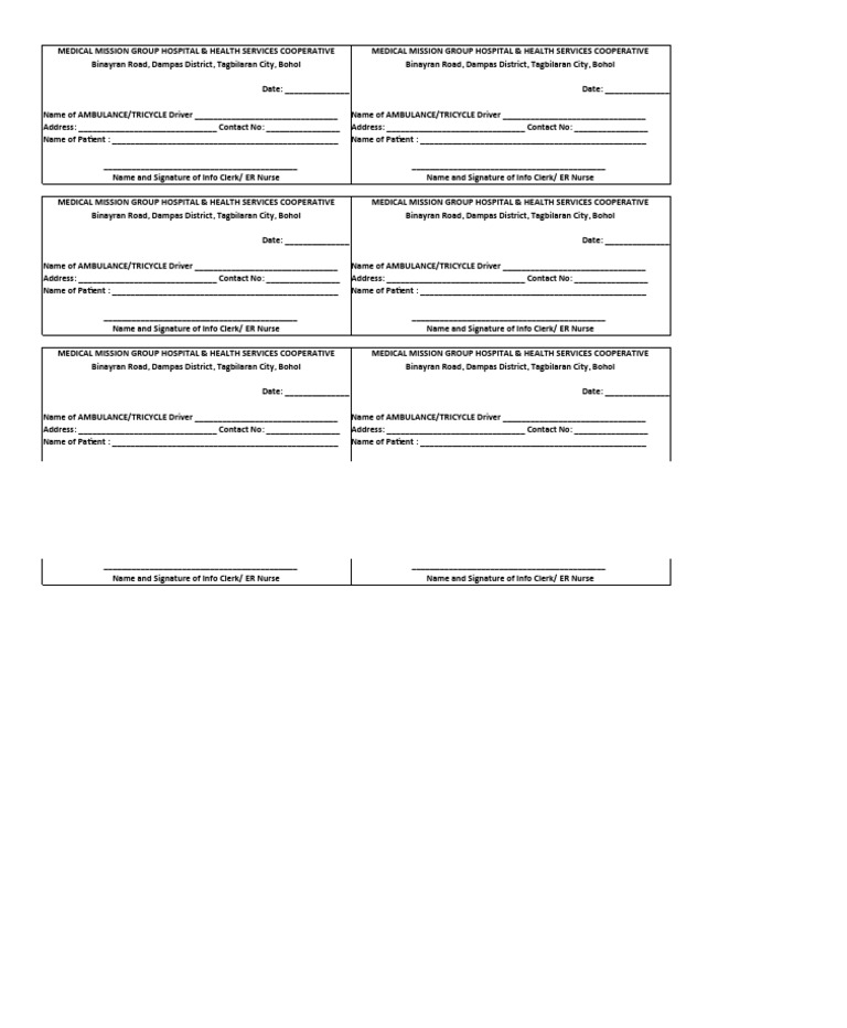 Ambulance Forms Sample | PDF | Hospital | Patient