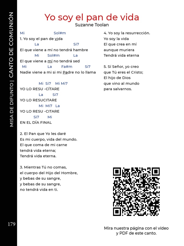 Yo Soy El Pan de Vida Acordes y Letra Canto para Misa de Difunto | PDF