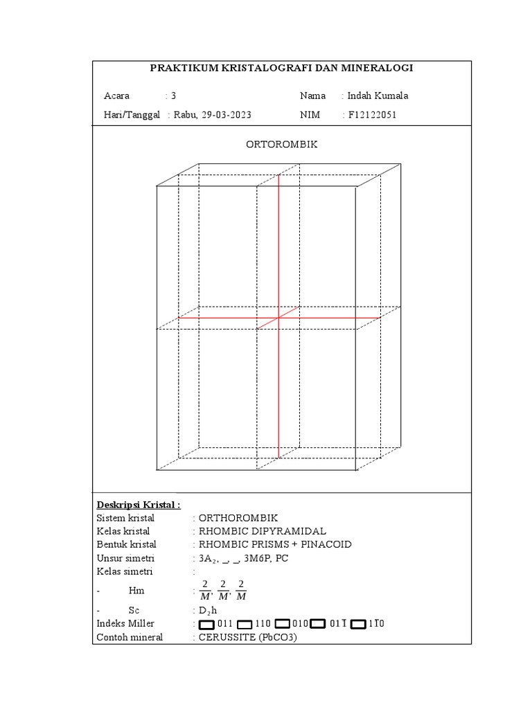 Format Acara 3 Sistem Kristal Orthorombik Dan Heksagonal FIX | PDF