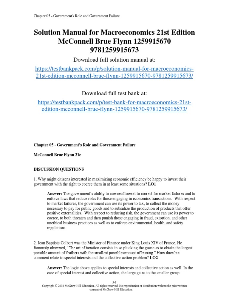 Macroeconomics 21st Edition McConnell Solutions Manual 1 | PDF