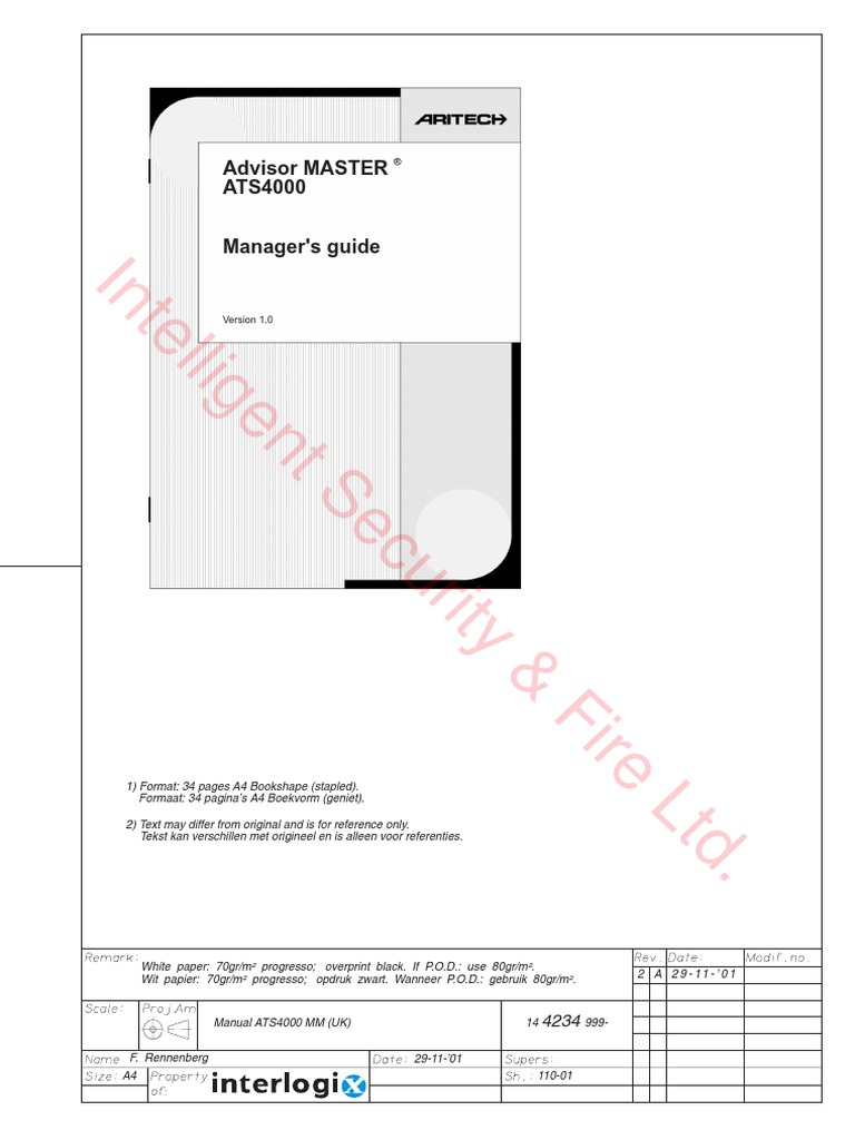 Advisor Master Ats4000 | PDF | Security Alarm | Personal Identification ...