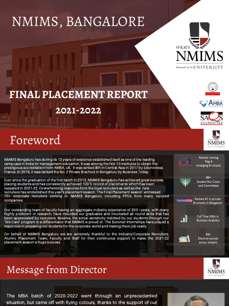 Final Placements Report 2021-2022 | PDF | Business School | Master Of Business Administration