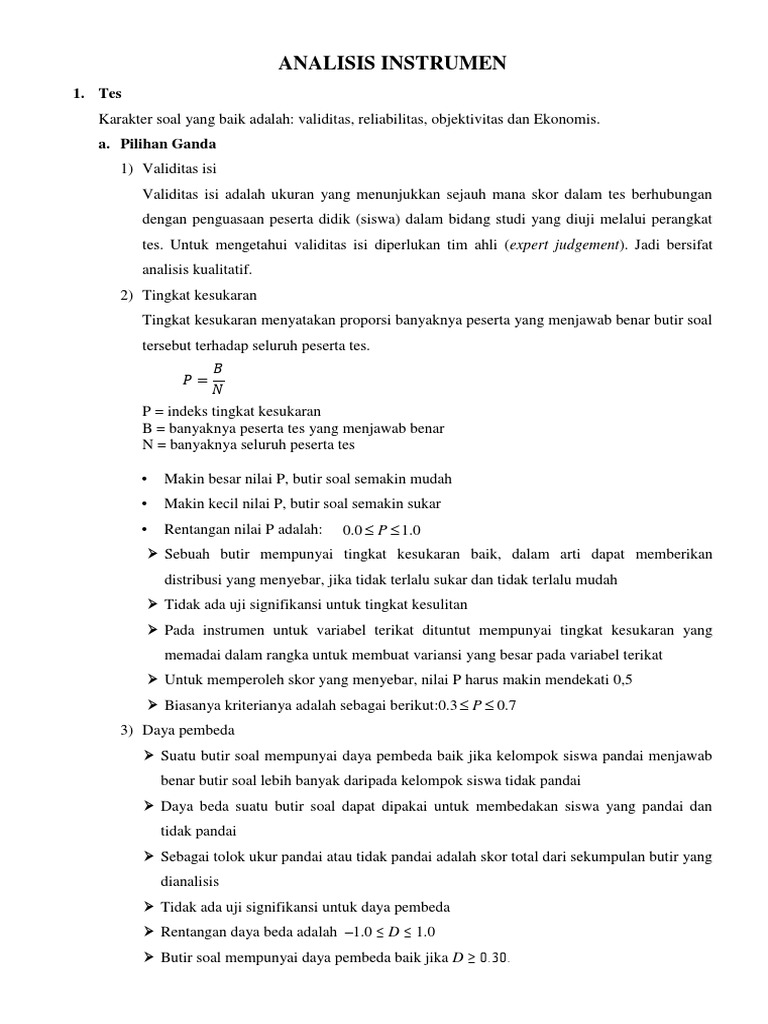 Analisis Instrumen | PDF