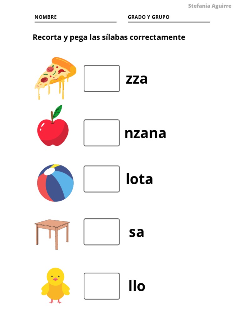 Recorta y Pega Las Silabas | PDF