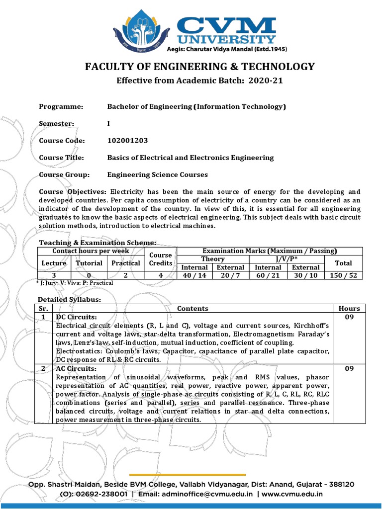 Basics of Electrical and Electronics Engineering SEM - I | PDF | Ac Power | Electronic Circuits