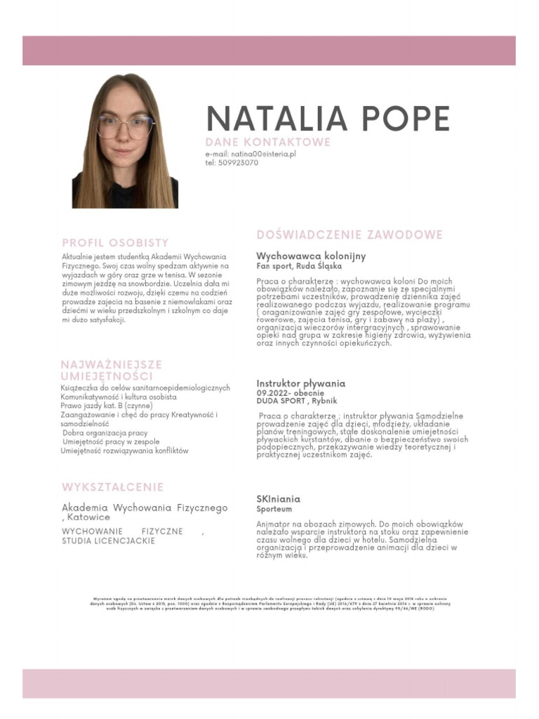 Natalia Pope CV | PDF