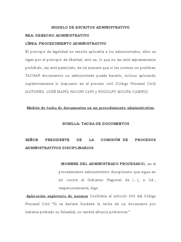 Modelo de Escritos Administrativo | PDF
