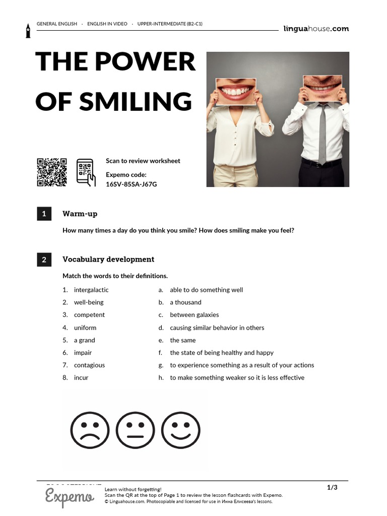 The Power of Smiling British English Teacher Ver2 BW | PDF