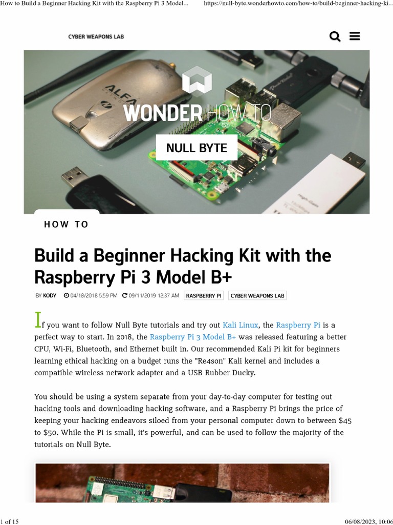 Raspberry Pi 3B Beginners Hacking Kit | PDF