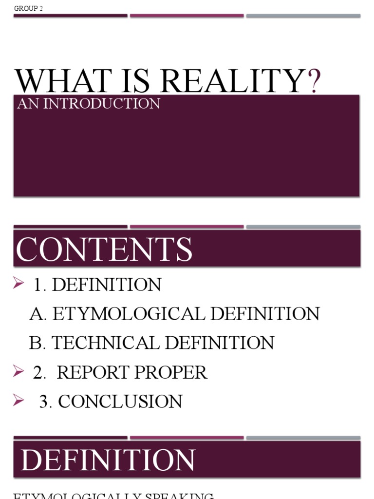 An Introduction To Reality | PDF