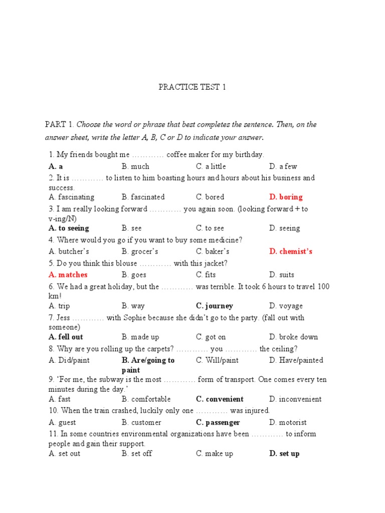 Practice Test 1 | PDF