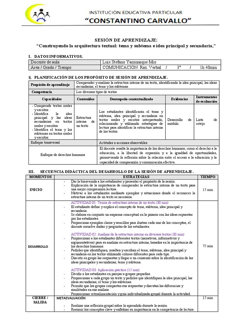 Sa - 3° - Estructura Interna Del Texto | PDF