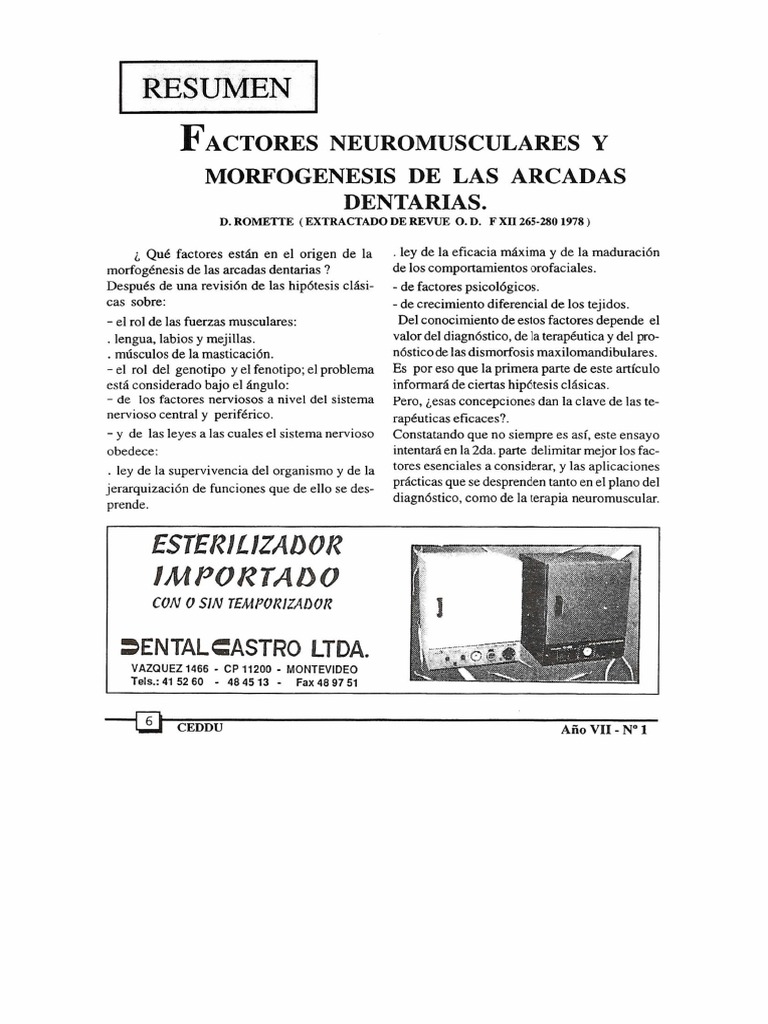 Factores Neuromusculares y Morfogénesis de Las Arcadas Dentarias | PDF ...