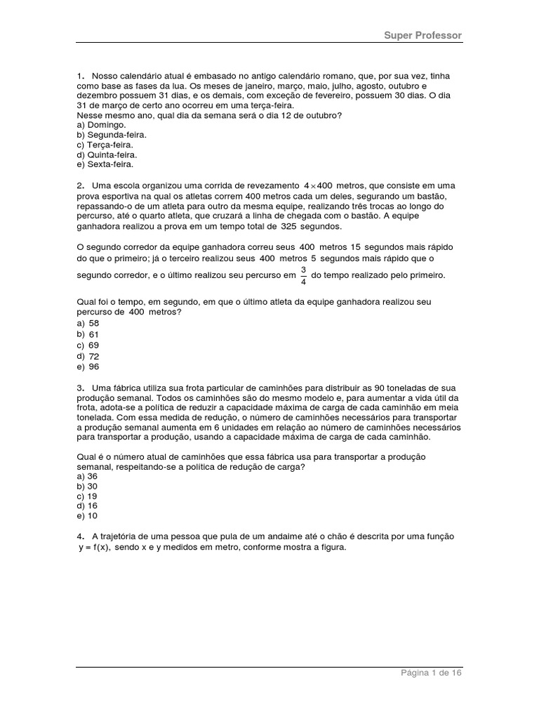 Lista 2 Mat - Com Gabarito | PDF