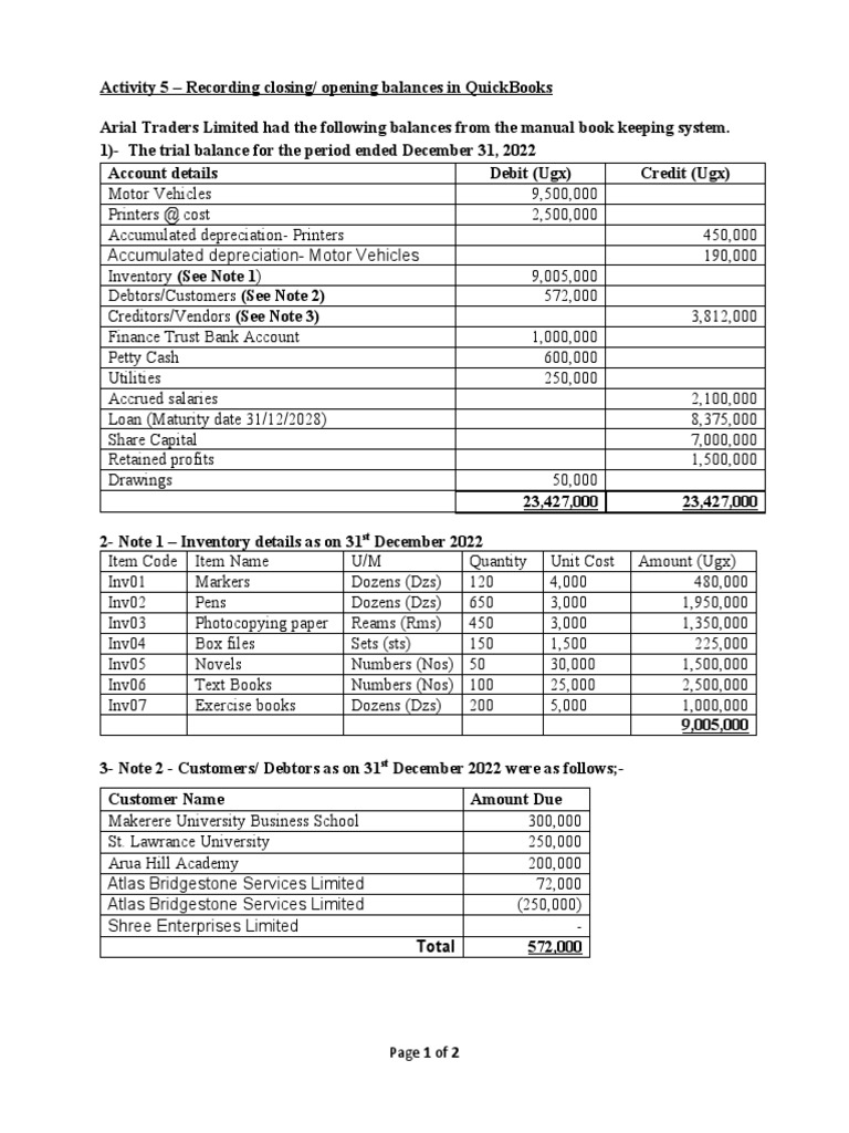 PART 4 - Opening Balances | PDF