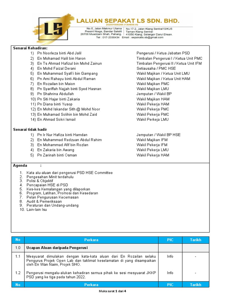 HSE Committee Meeting | PDF