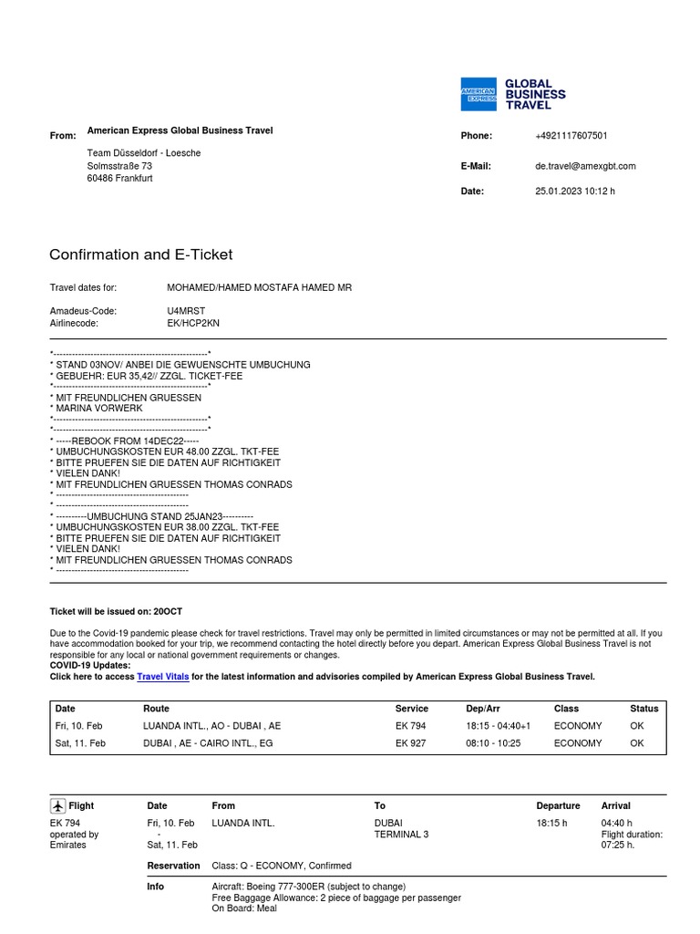Confirmation For Mohamed Hamed Mostafa Hamed MR Departure Fri 10 Feb ...
