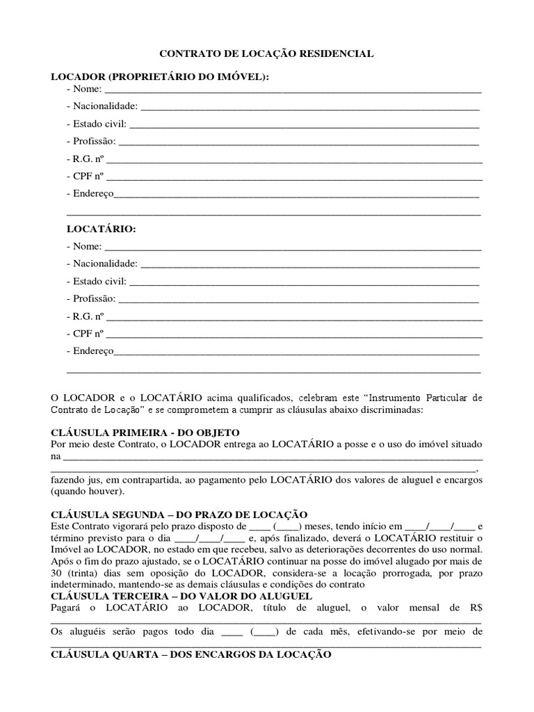 modelo contrato de aluguel | PDF