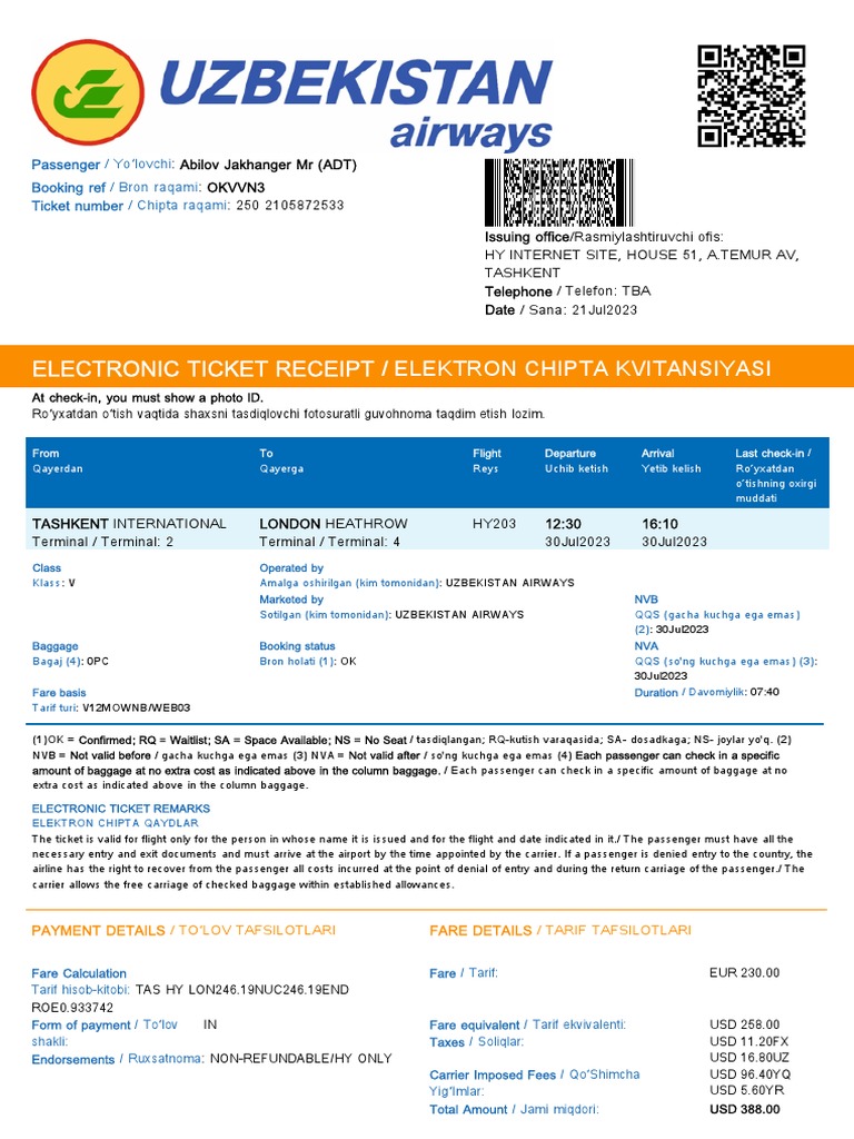 Your Electronic Ticket-EMD Receipt | PDF