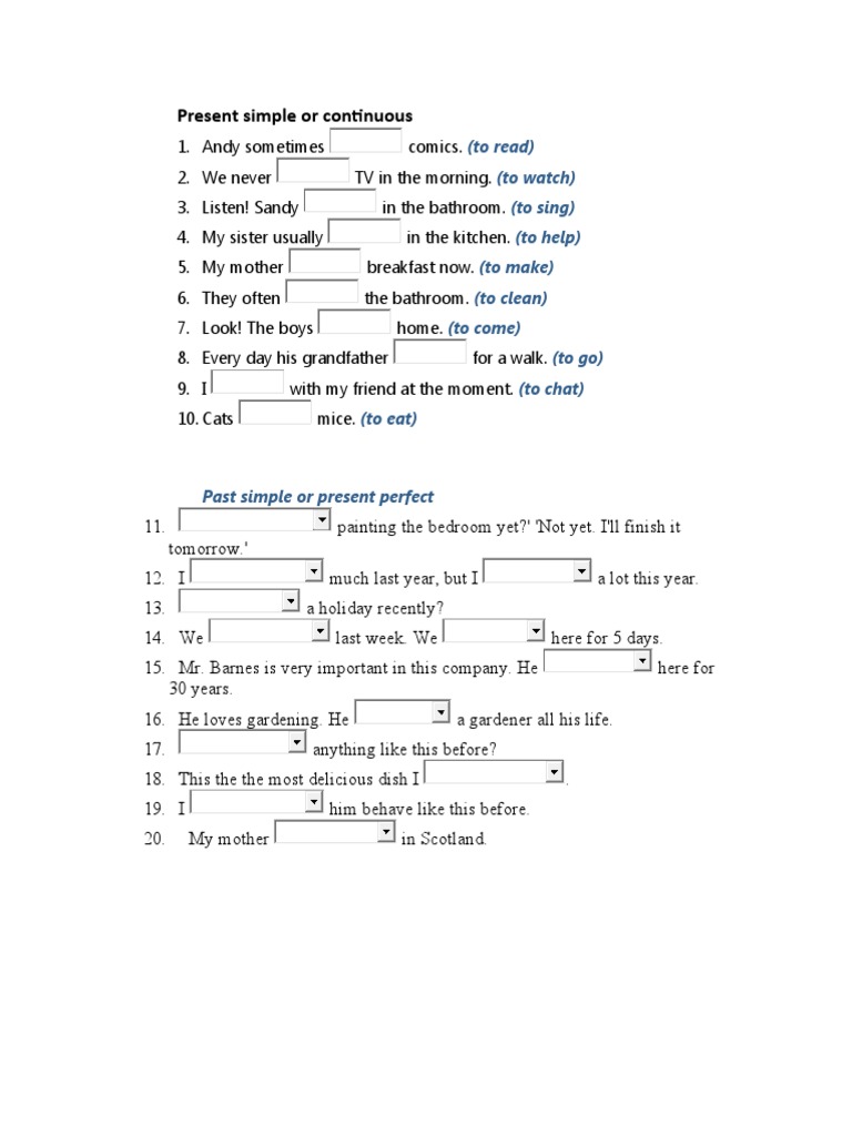 Present Simple or Continuous | PDF