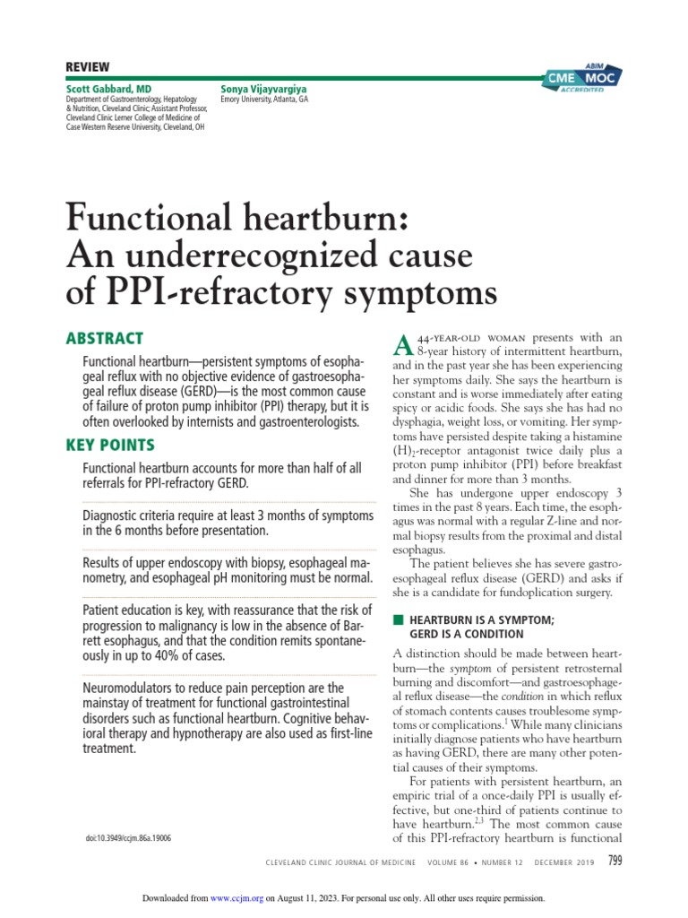 Functional Heartburn. An Underrecognized Cause of PPI-refractory ...