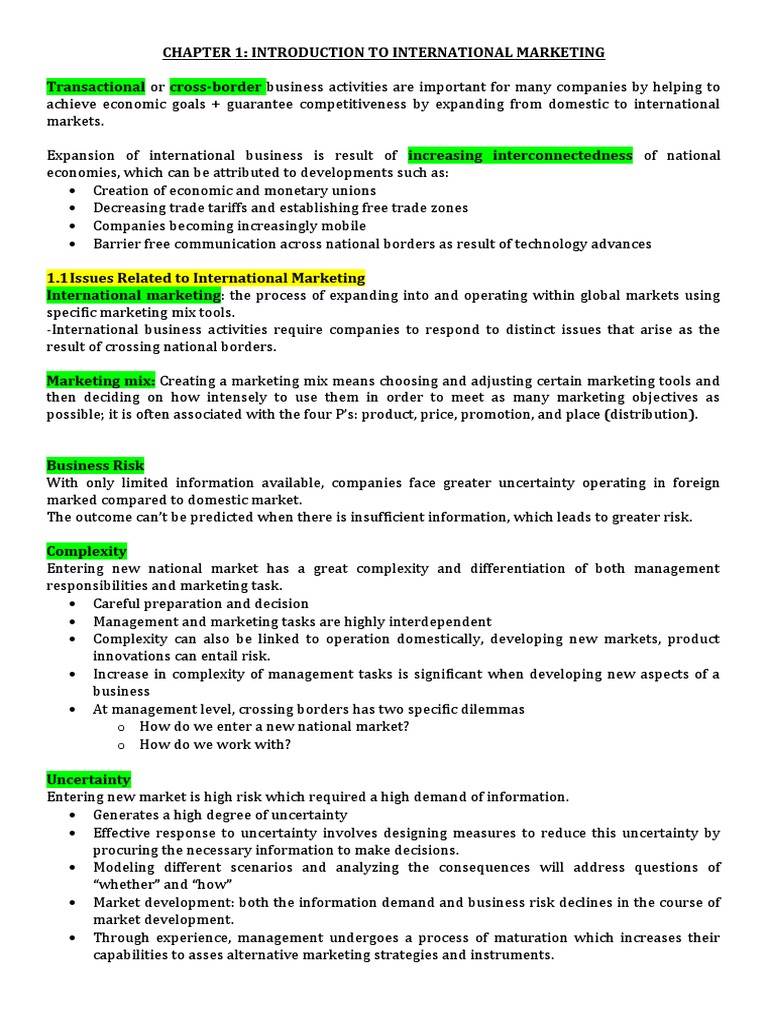 International Marketing Summary | PDF | Business | Finance & Money ...