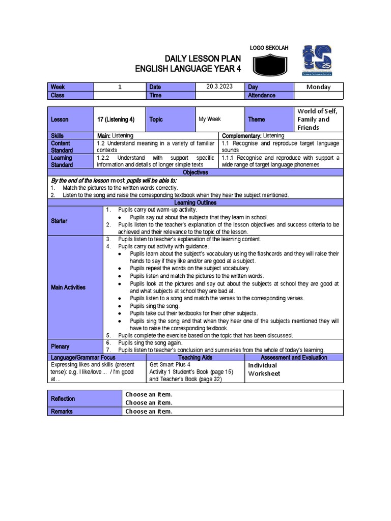 My Week (Lesson 17 - 32) | PDF | Lesson Plan | Reading Comprehension