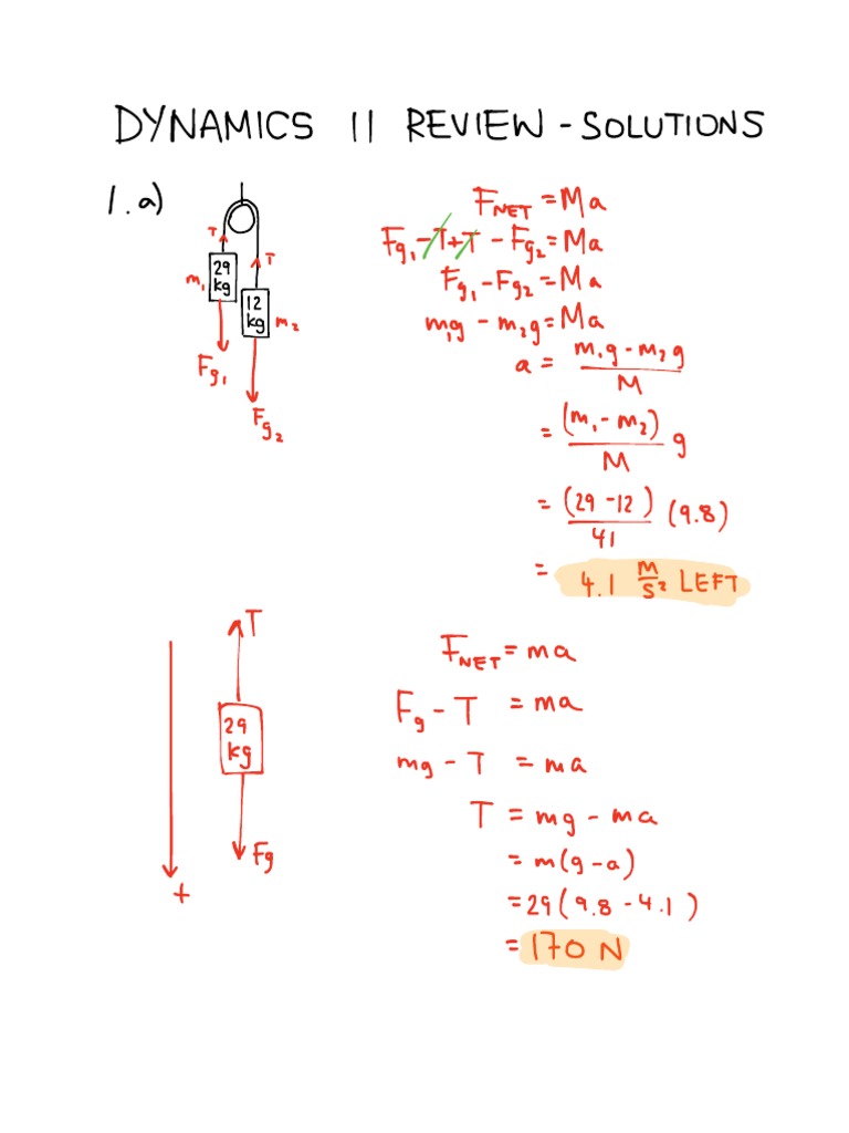 Dynamics Review II Physics 11 Solutions | PDF