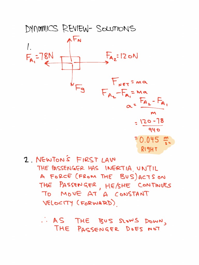 Dynamics Review Physics 11 Solutions | PDF | Motion (Physics) | Metrology